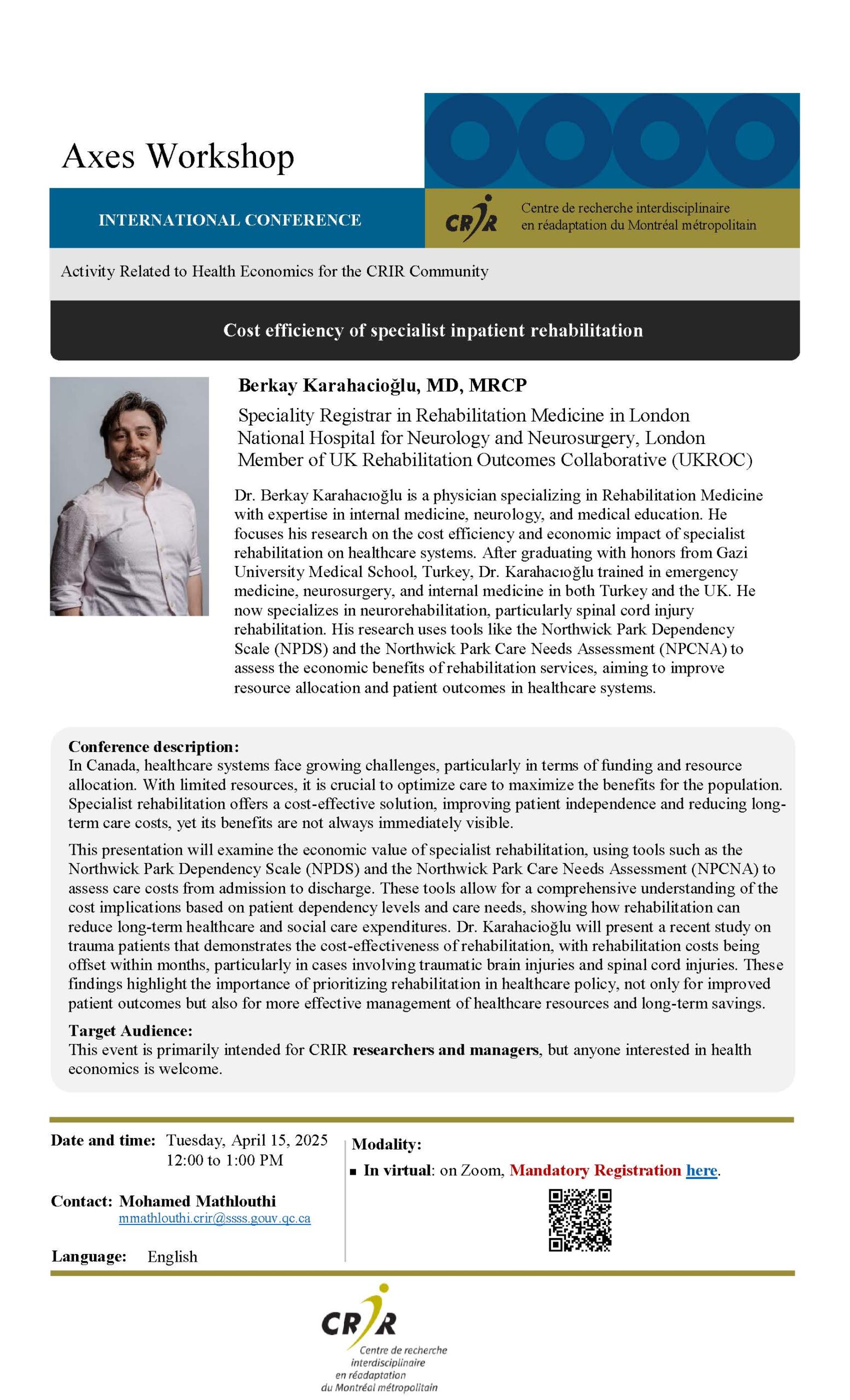 CRIR Axes Workshop – International conference (UK): April 15, 2025 ...