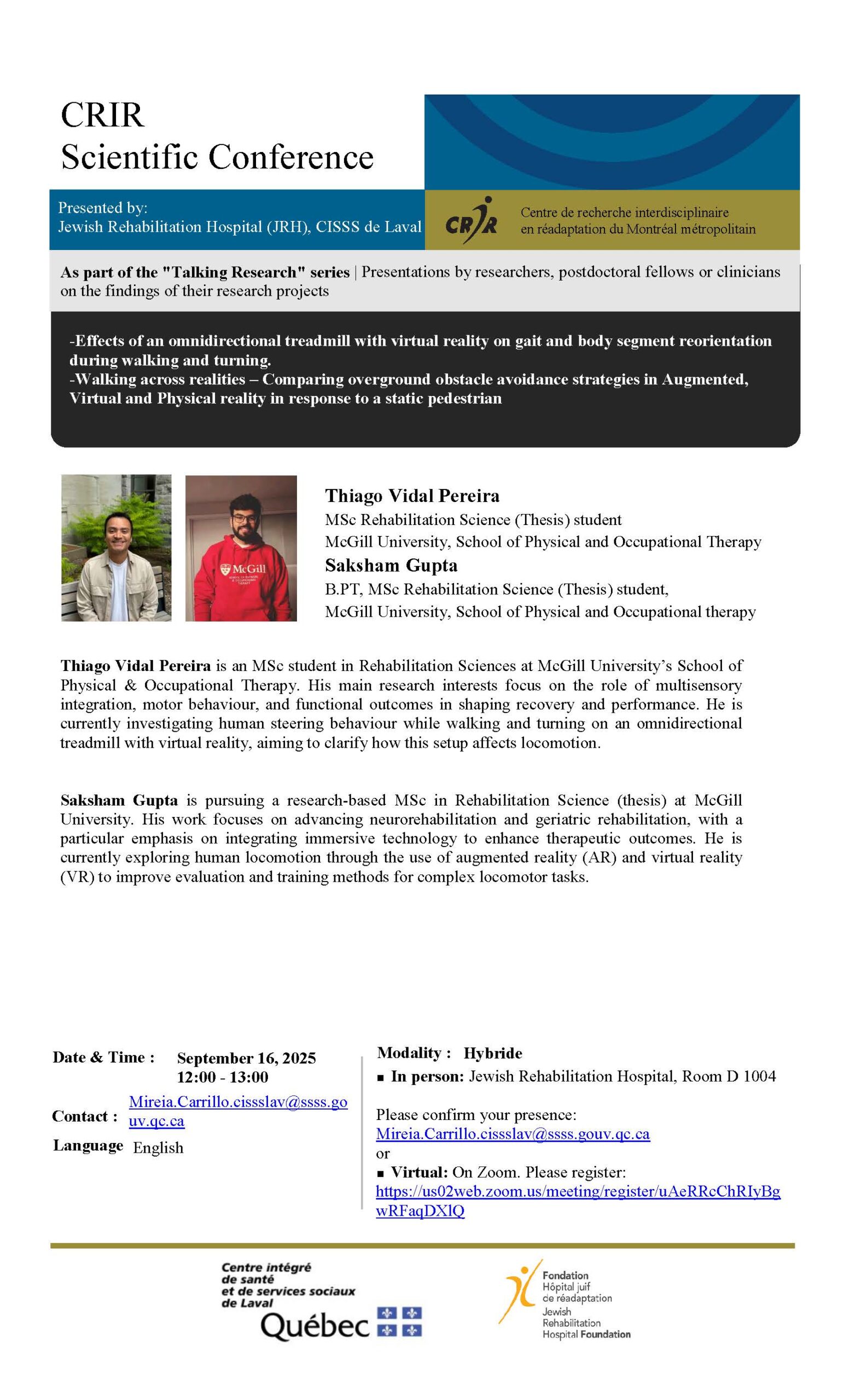 CRIR-JRH Scientific Conferences – September 16, 2025 | Thiago Vidal ...